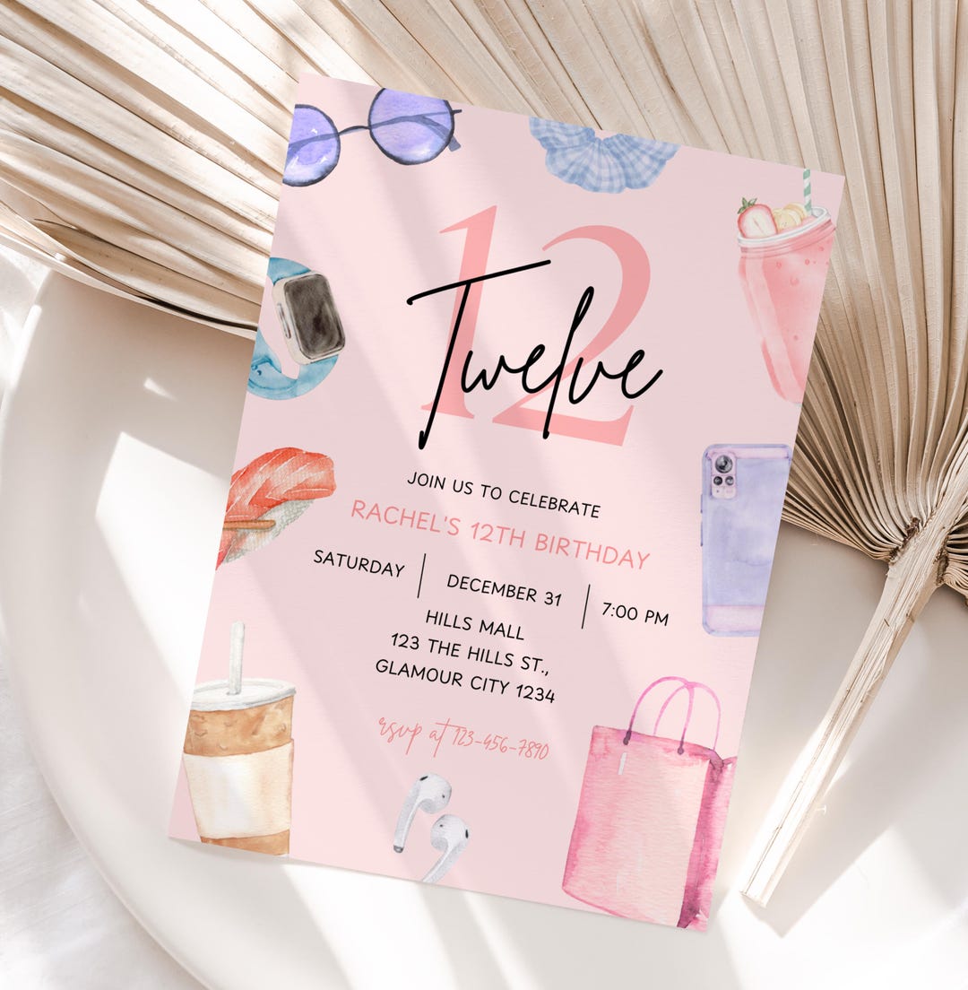 Editable Girl VSCO Birthday Invitation, Teenage Trendy Girl Invite ...
