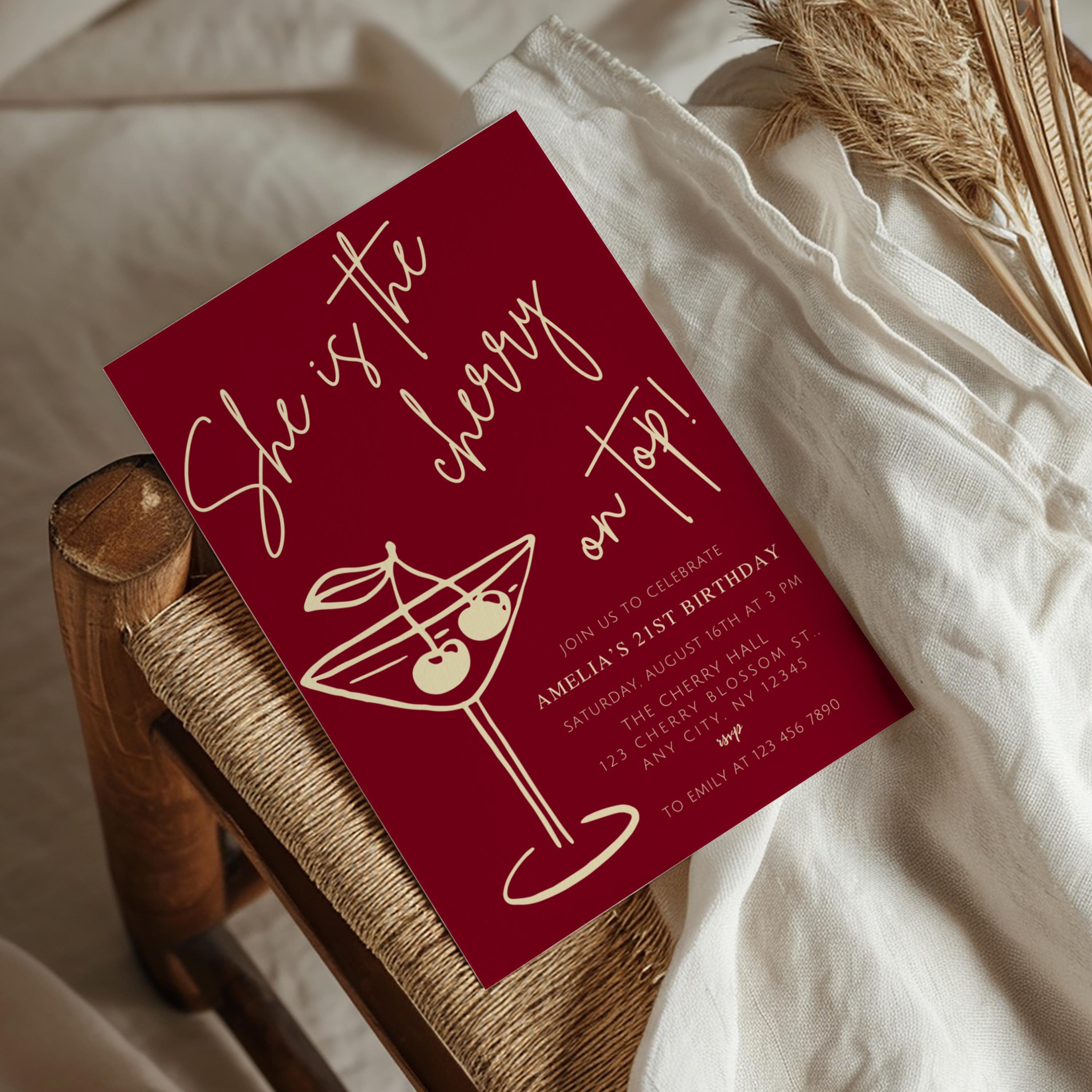 Editable Cherry on Top Invite, She’s the Cherry Birthday Invitation ...