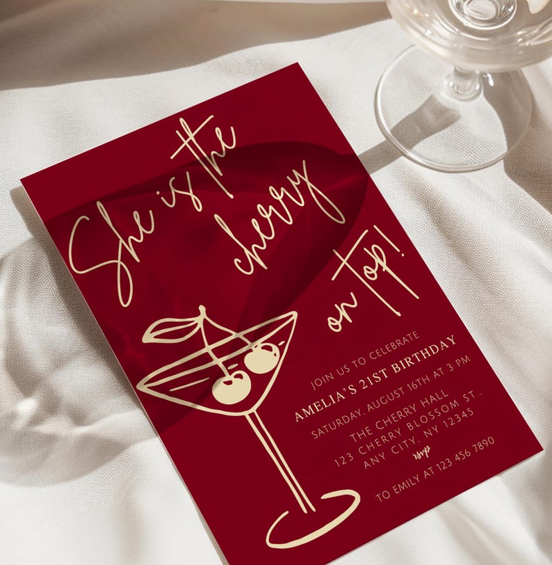 Editable Cherry on Top Invite, She’s the Cherry Birthday Invitation ...