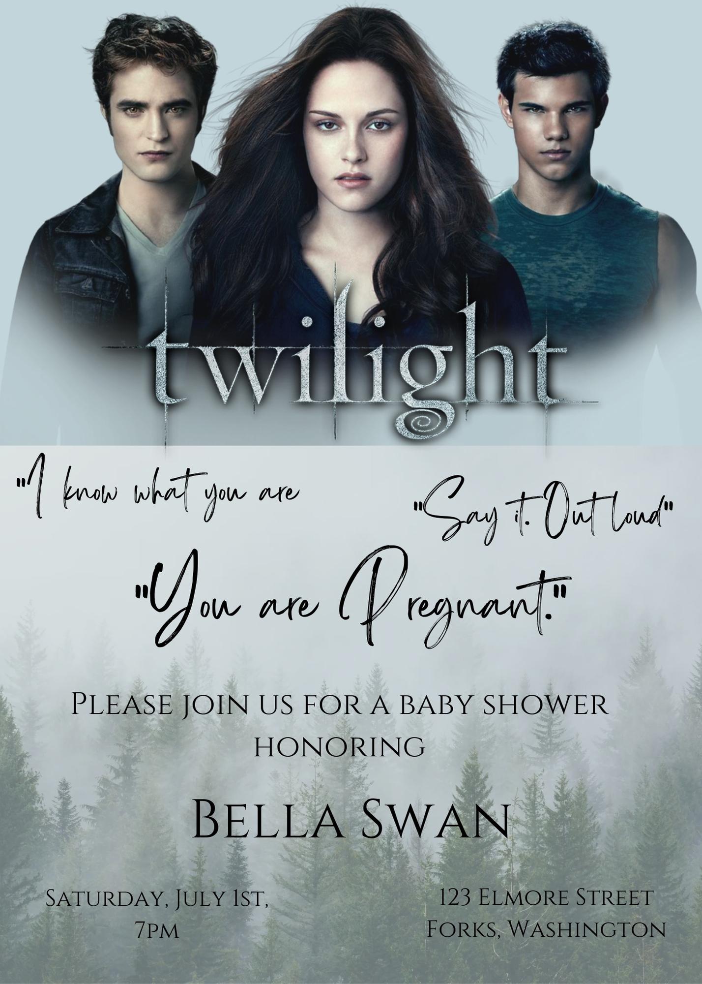 The Twilight Saga Themed Baby Shower Invitation Template | Editable ...