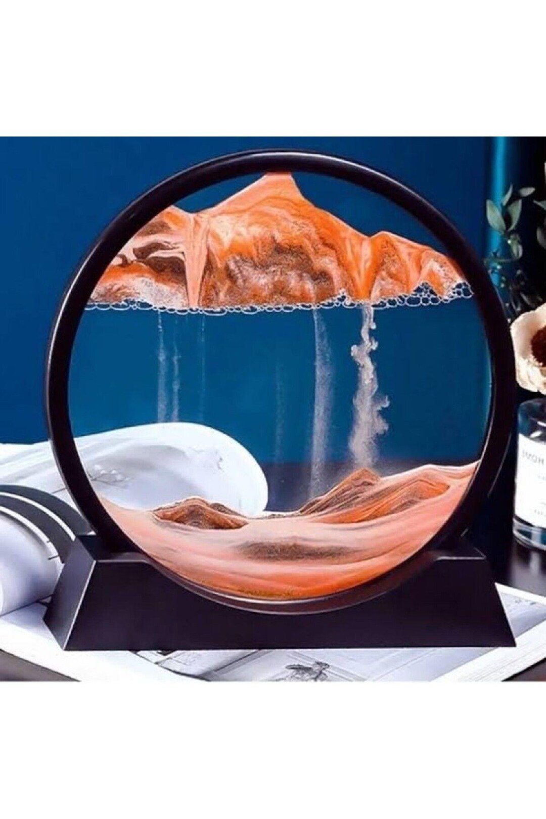 Decorative Liquid Sand Timer Round Aquarium Moving Sand Art for Office ...