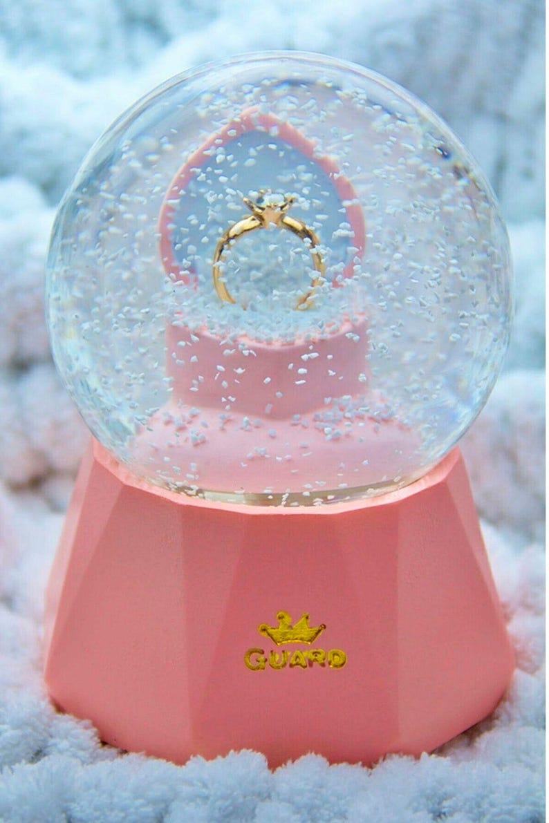 Diamond Engagement Ring Color Changing Musical Snow Globe LED Musical ...