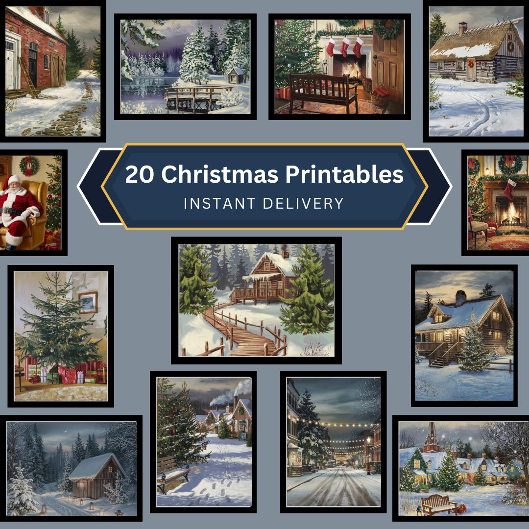 20 Christmas Painting Printables 20 Christmas Printables Christmas Wall ...
