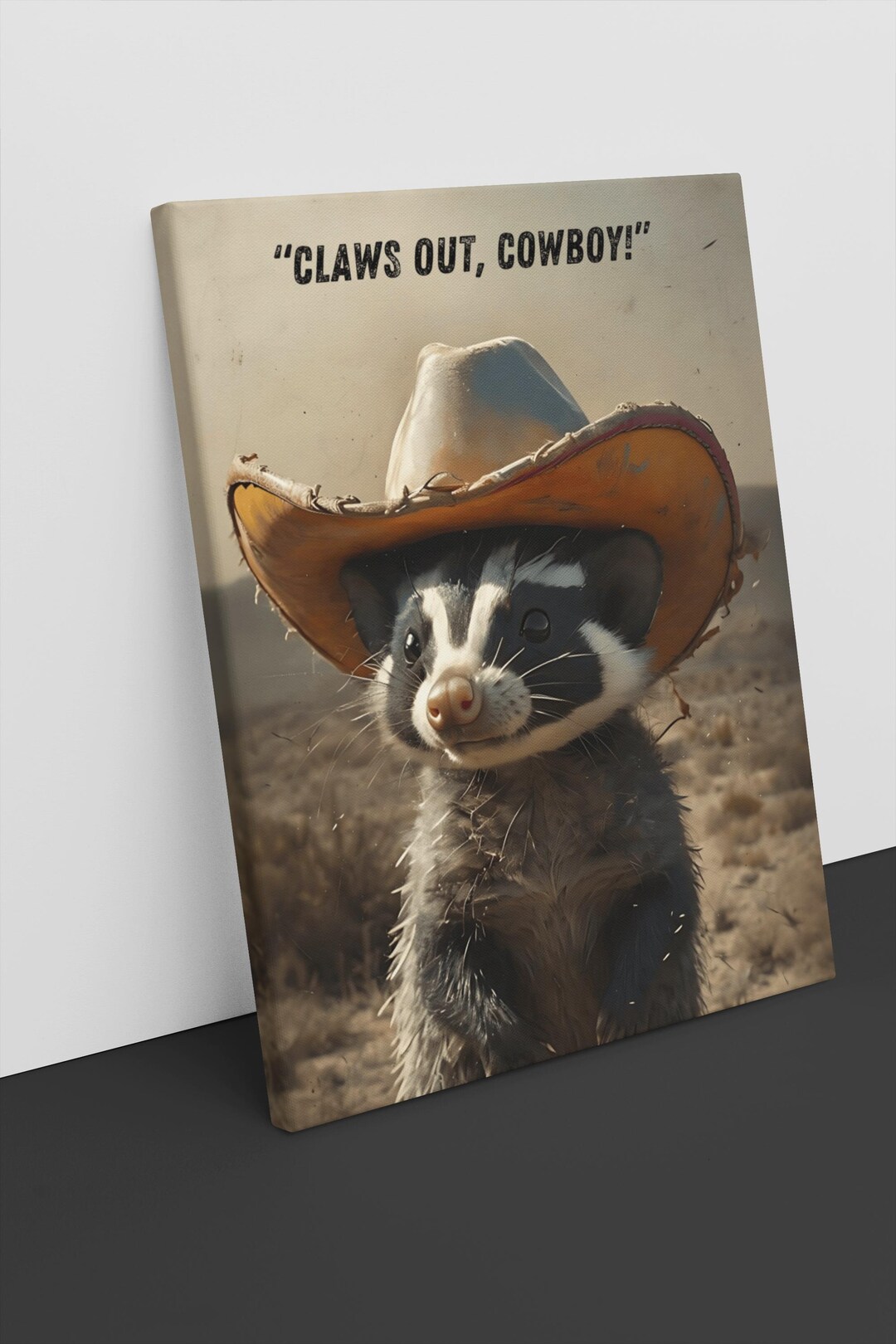 Animal Print - Badger in Cowboy Hat, Claws Out Cowboy, Canvas Wall Art ...