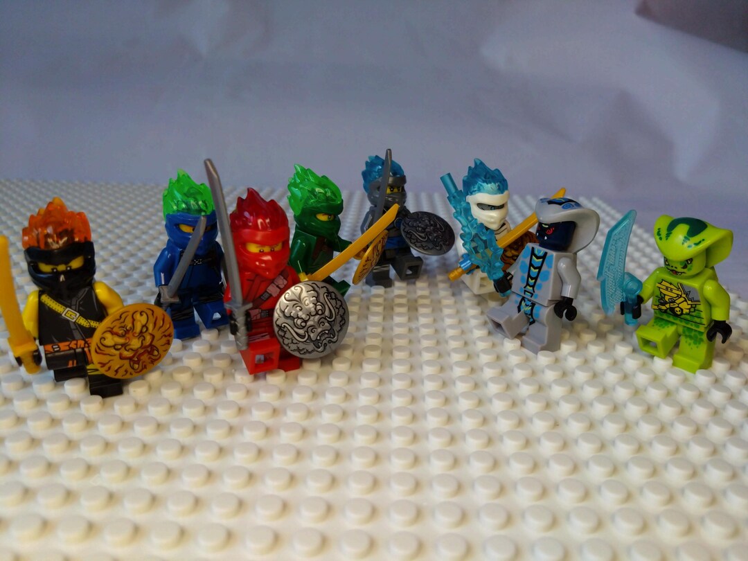 Ninjago 8x Fire Minifigures With Snakes, Weapons and Shields Custom ...