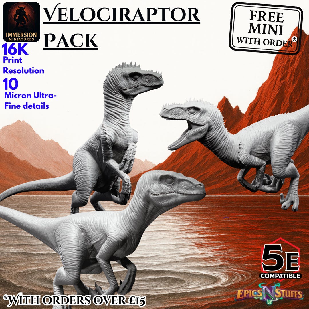 Velociraptor Miniature Pack - Resin Dinosaur, D&D RPG - Etsy