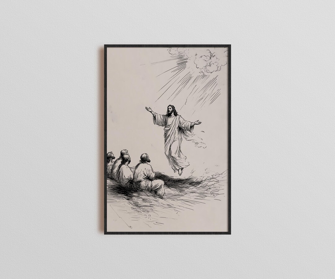 Ascension of Jesus, Jesus Resurrection Printable, Minimalist Vintage ...