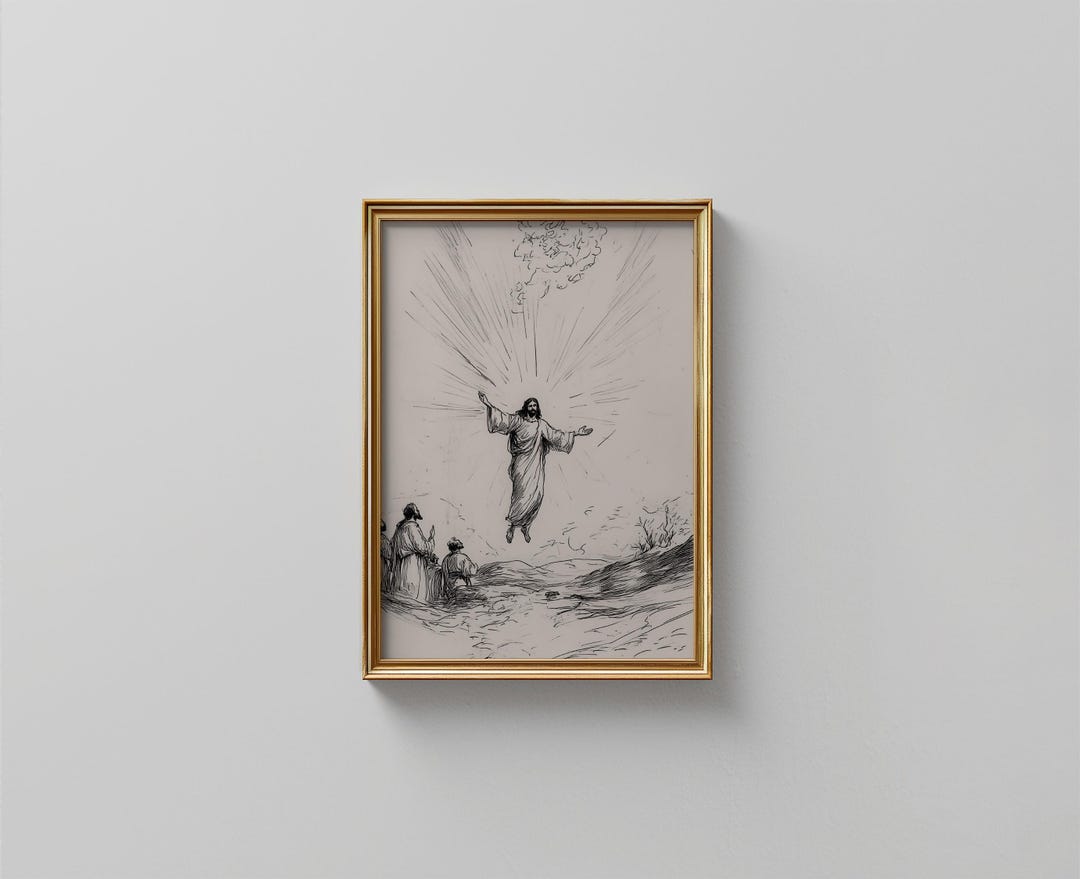 Ascension of Jesus, Jesus Resurrection Printable, Minimalist Vintage ...