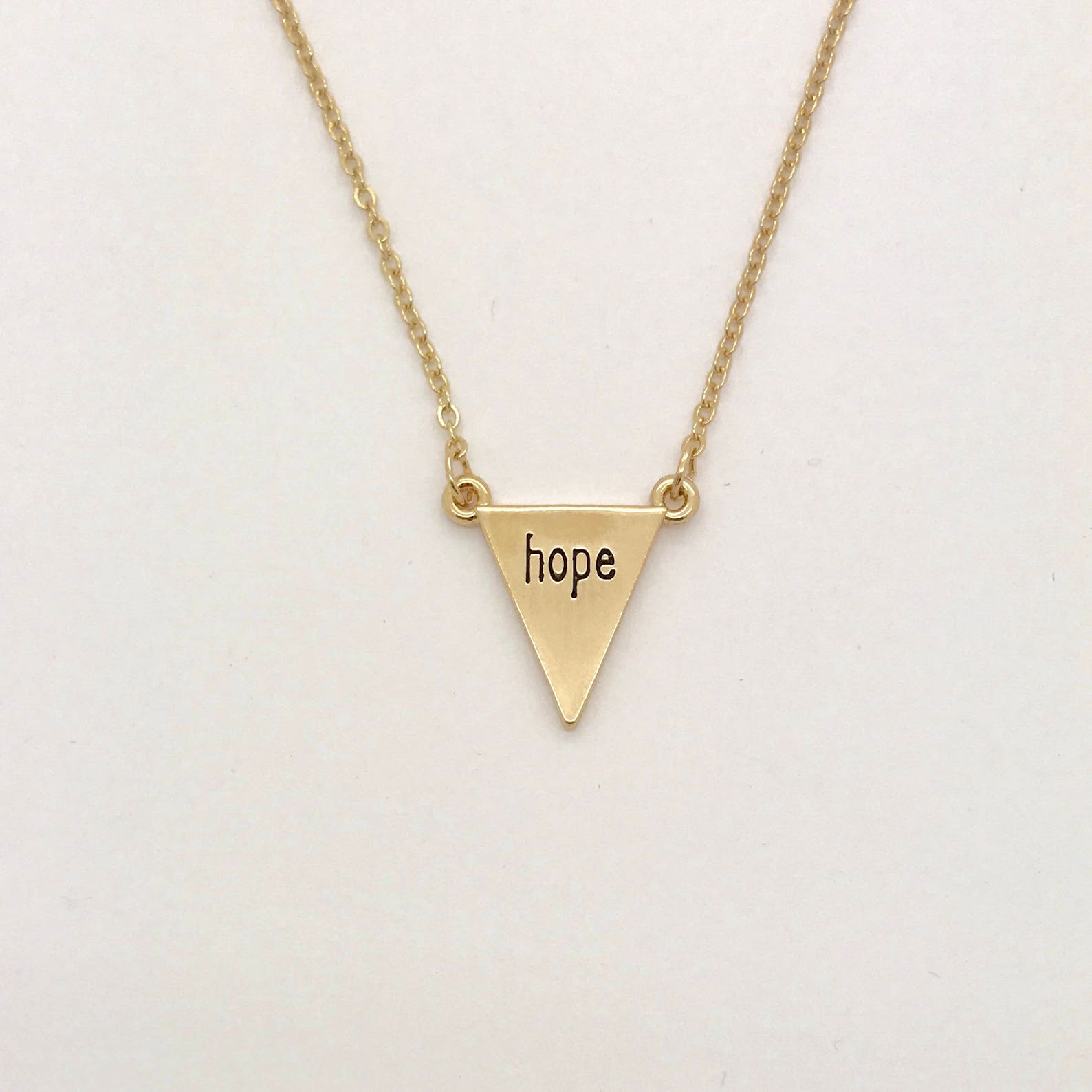 Gold Hope Necklace Stamped Hope Pendant Small Simple - Etsy