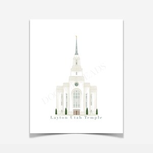 Layton Utah Temple Watercolor Art Print, 5x7, 8x10 & Bookmarks, LDS ...