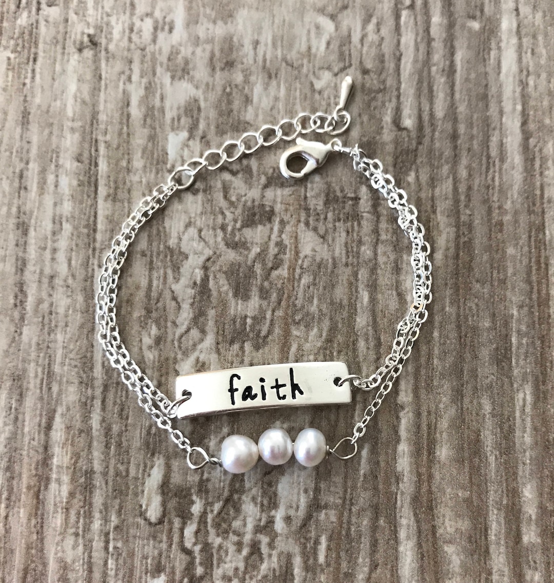 Faith Bracelet for Girls, Adjustable Faith Charm Link Bracelet ...
