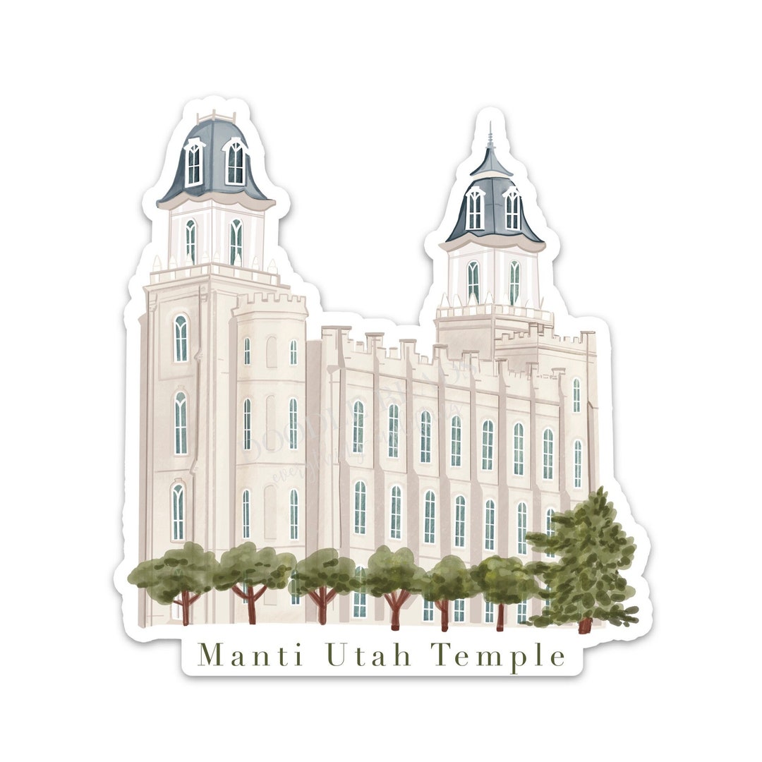 Manti Utah LDS Temple Sticker Decal, Latter Day Temples Watercolor Art ...