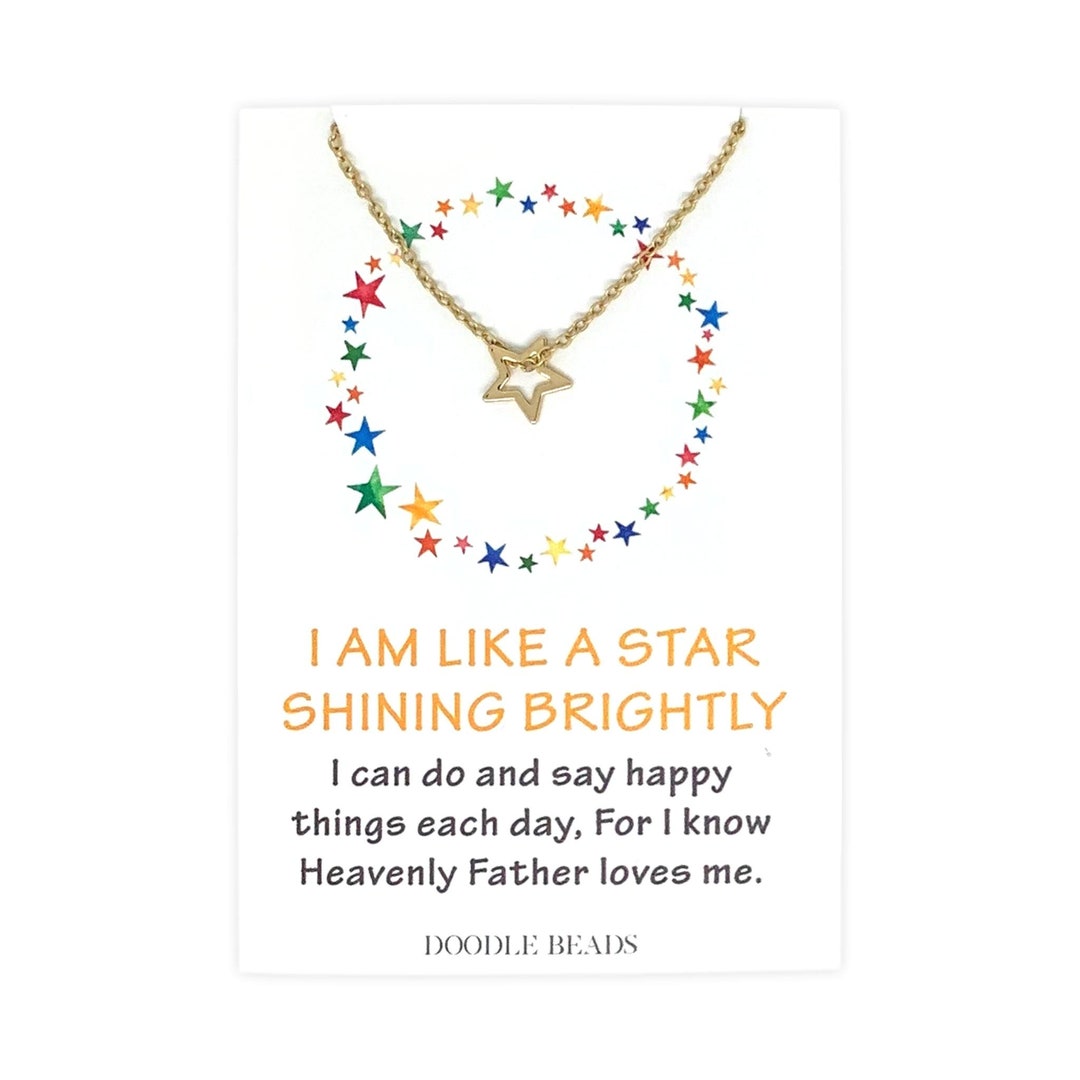 Small Open Star Necklace & Positive Affirmations Message Card, I Am ...