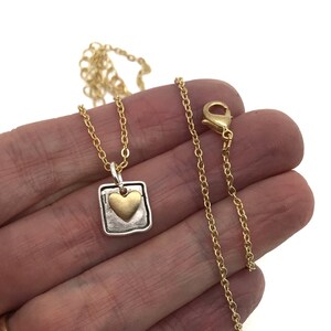 Graduation Gift for Her, Tiny Square Heart Necklace With Graduation ...