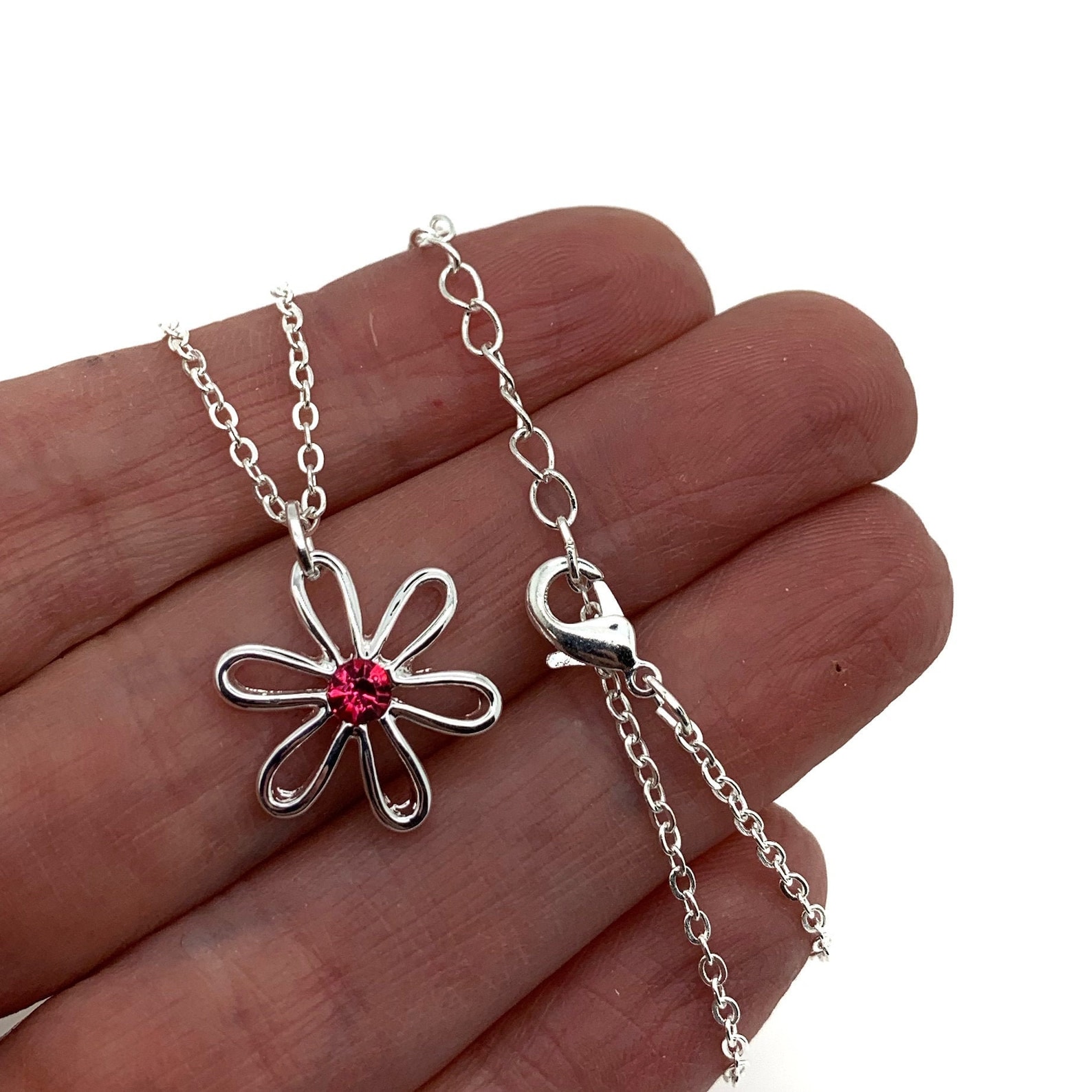 Little Girls Birthstone Necklace Personalized, July Birthday Girl Gift ...