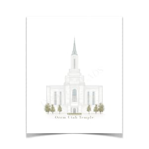Orem Utah Temple Watercolor Art Print, LDS Mormon Temples Picture ...