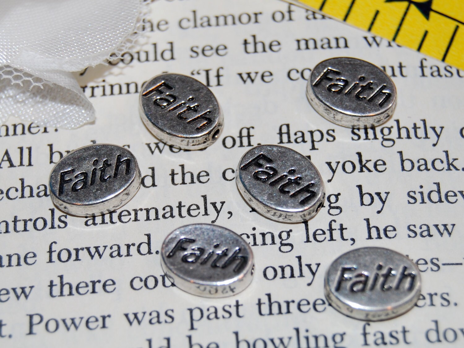 Faith Beads Small Silver Beads Stamped faith - Etsy