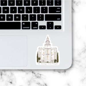 St. George Utah LDS Temple Sticker, Latter Day Temples Watercolor Art ...
