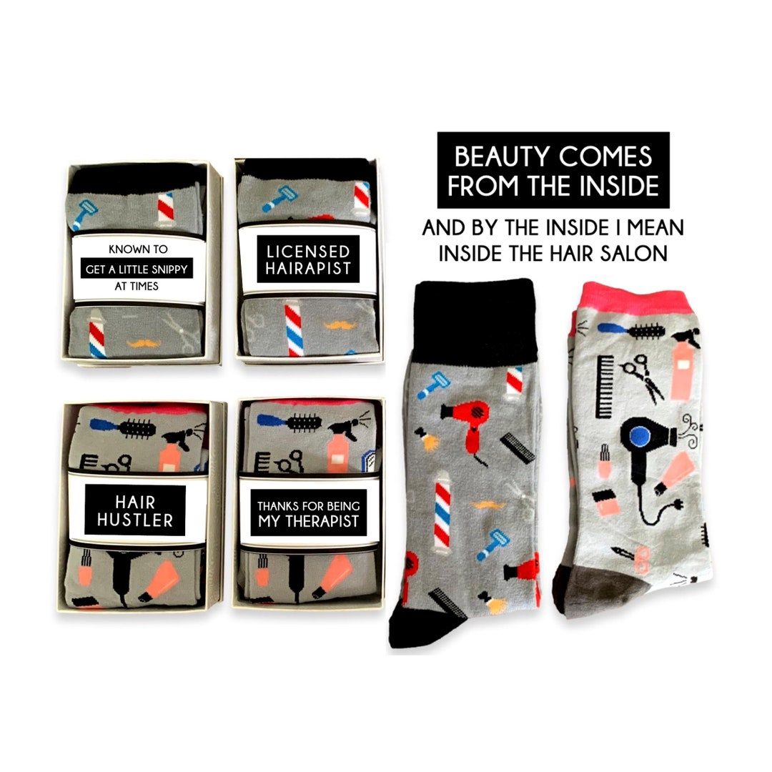 Gifts for Hairdresser, Hair Stylist Socks for Men, Women, Licensed ...
