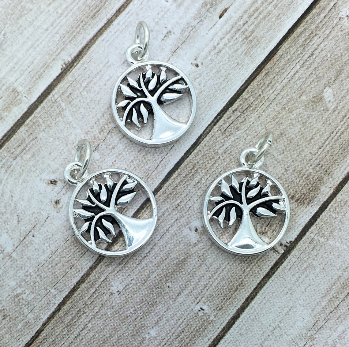 Gold or Silver Small Tree Charm, Family Tree Charm, Tree of Life Charm ...