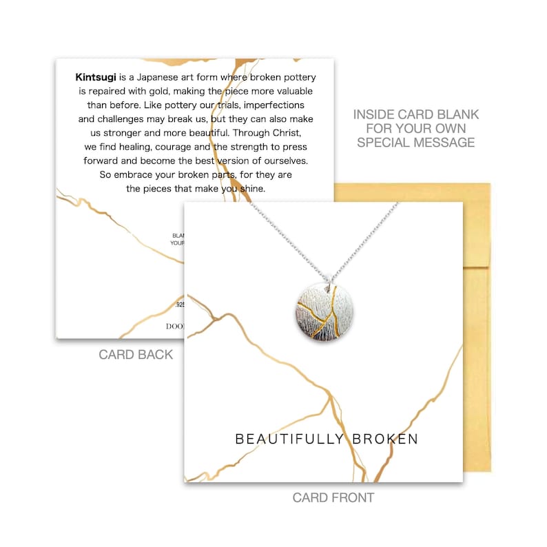 Kintsugi Necklace & Card, Kintsugi Inspired Pottery, Beautifully Broken ...