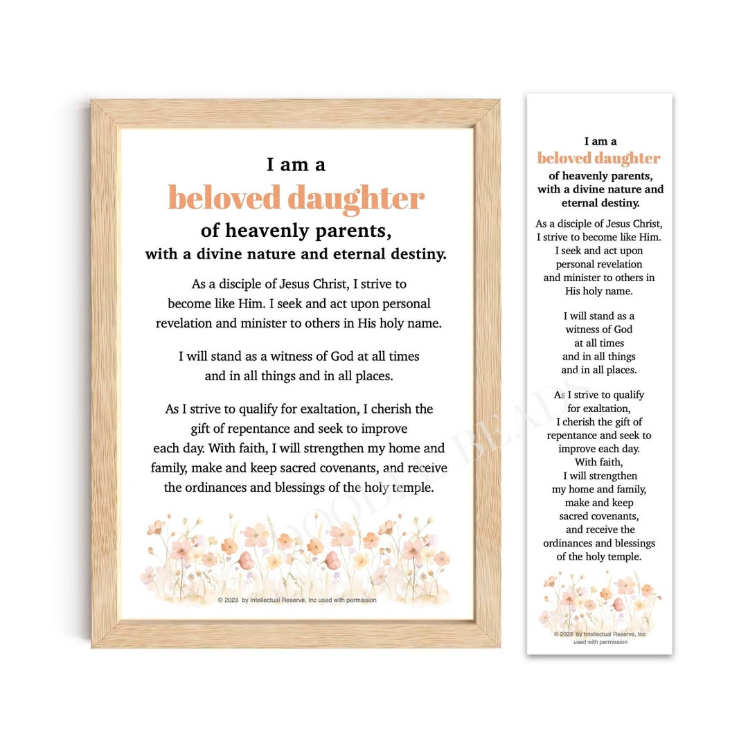 YW Theme, Young Women Theme, Printable, Poster & Bookmark, I Am A ...
