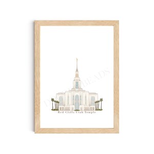 Red Cliffs Utah Temple Watercolor Art Print, 5x7, 8x10 & Bookmarks, LDS ...