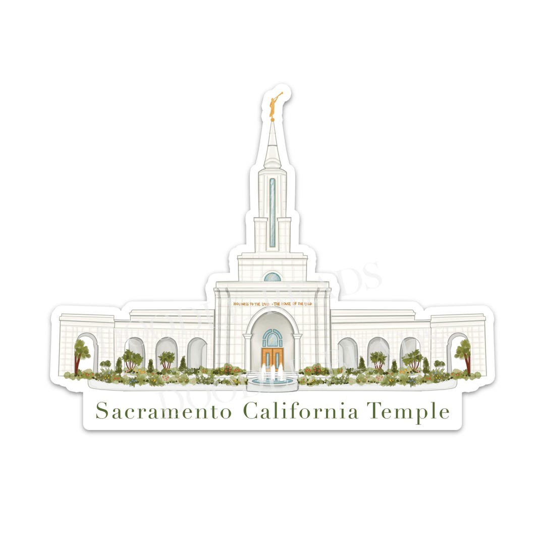 Sacramento CA LDS Temple Sticker, Latter Day Temples Watercolor Art ...