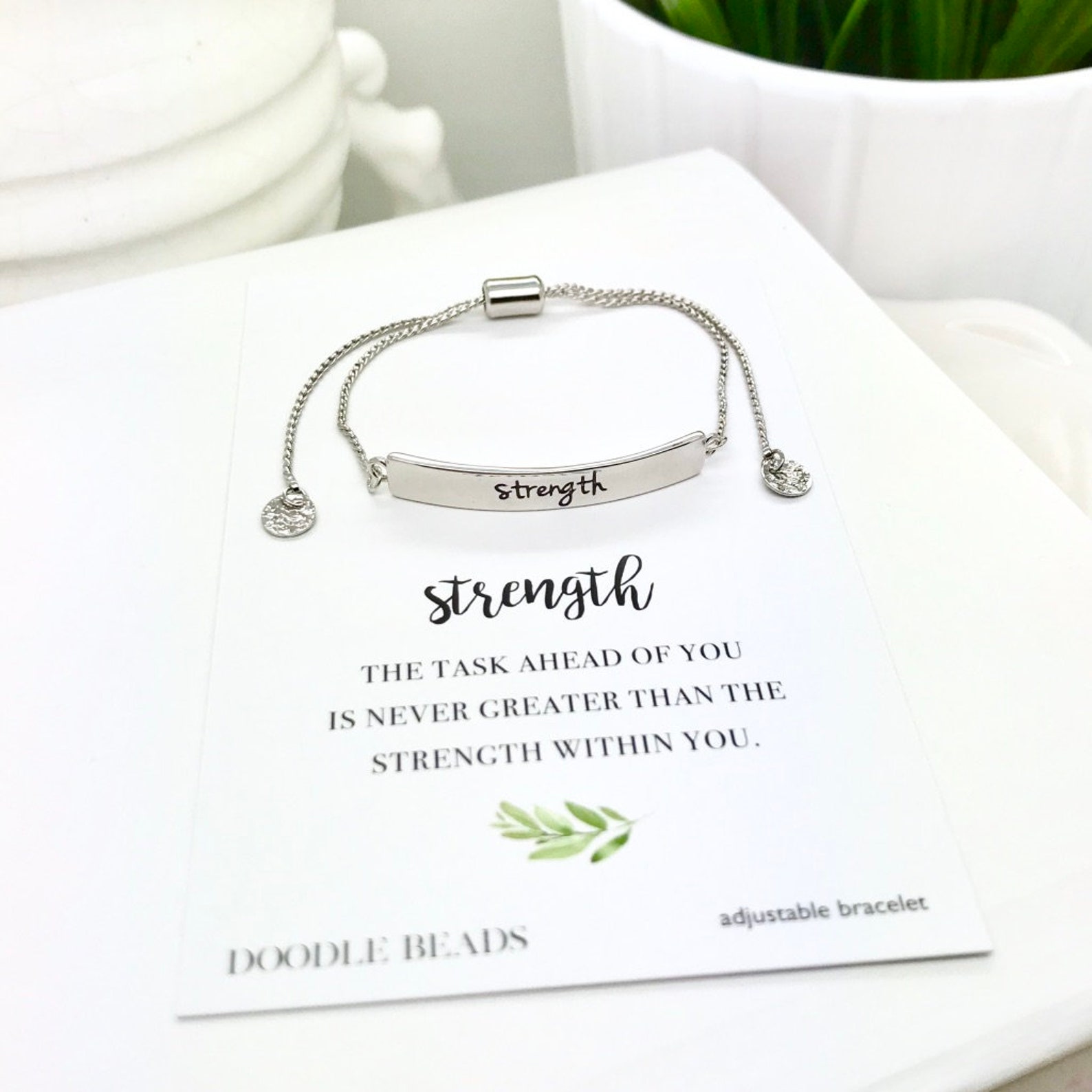 Strength Bracelet Mantra Bracelet Strong Women You Can Do - Etsy