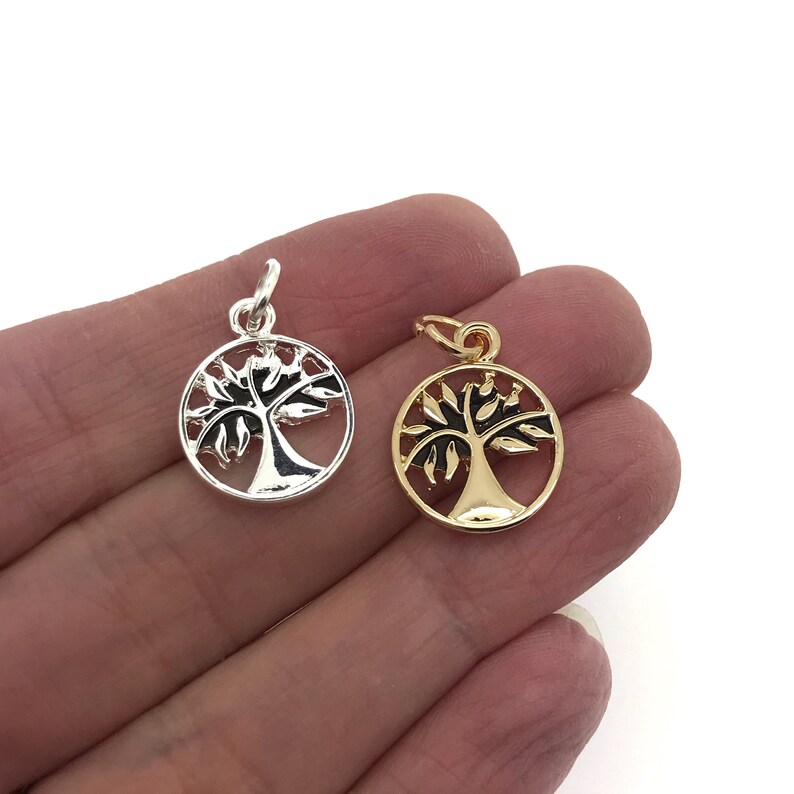 Gold or Silver Small Tree Charm Family Tree Charm Tree of - Etsy