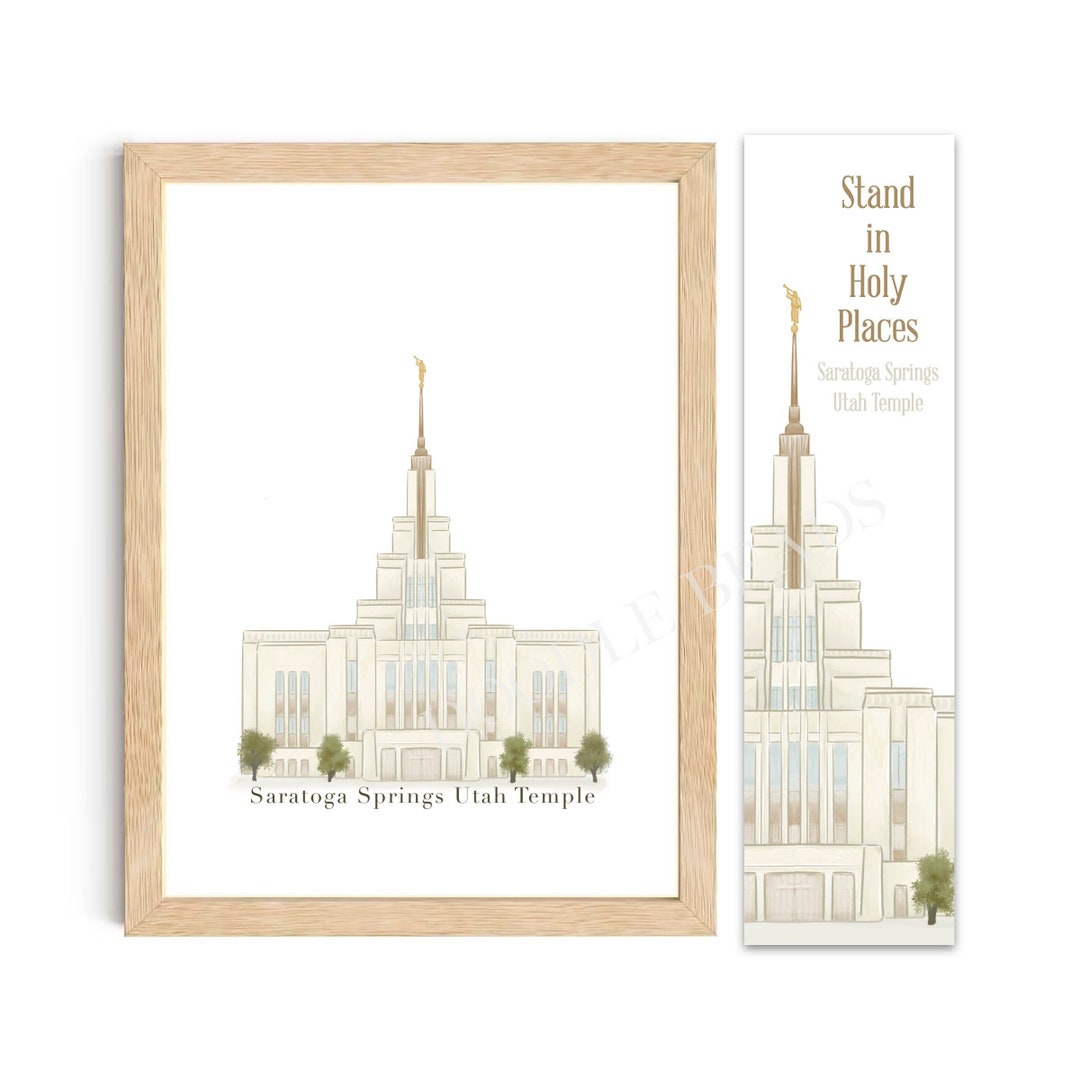 Saratoga Springs Utah Temple Watercolor Wall Art Printable & Bookmarks ...