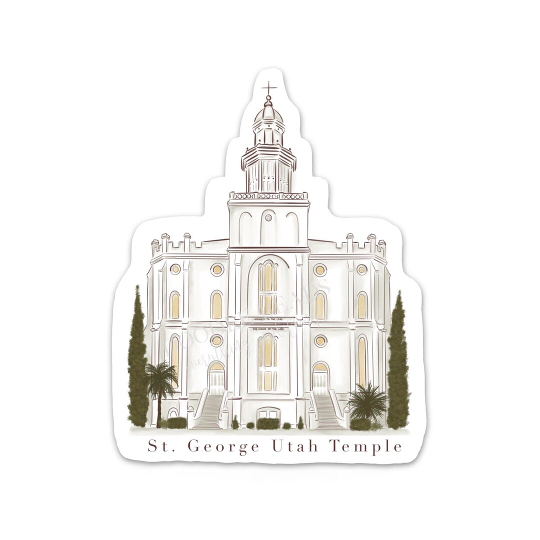 St. George Utah LDS Temple Sticker, Latter Day Temples Watercolor Art ...