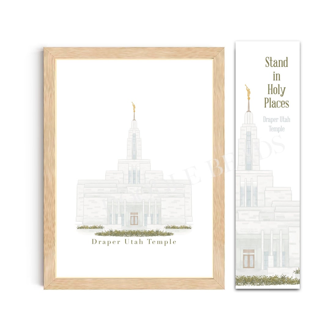 Draper Utah Temple Watercolor Wall Art Printable & Temple Bookmarks ...