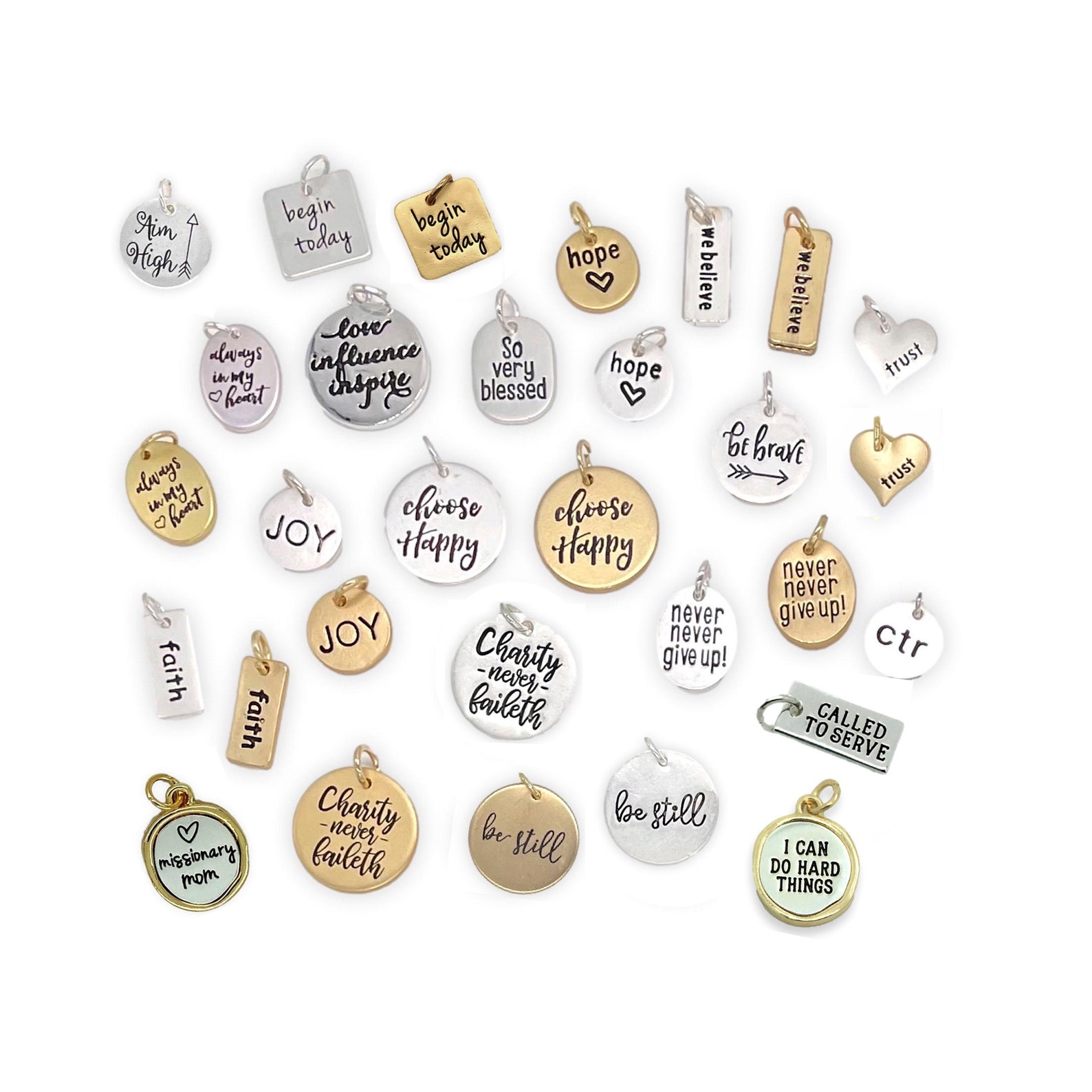 Inspirational Word Charms for Women Hand Stamped Charms - Etsy