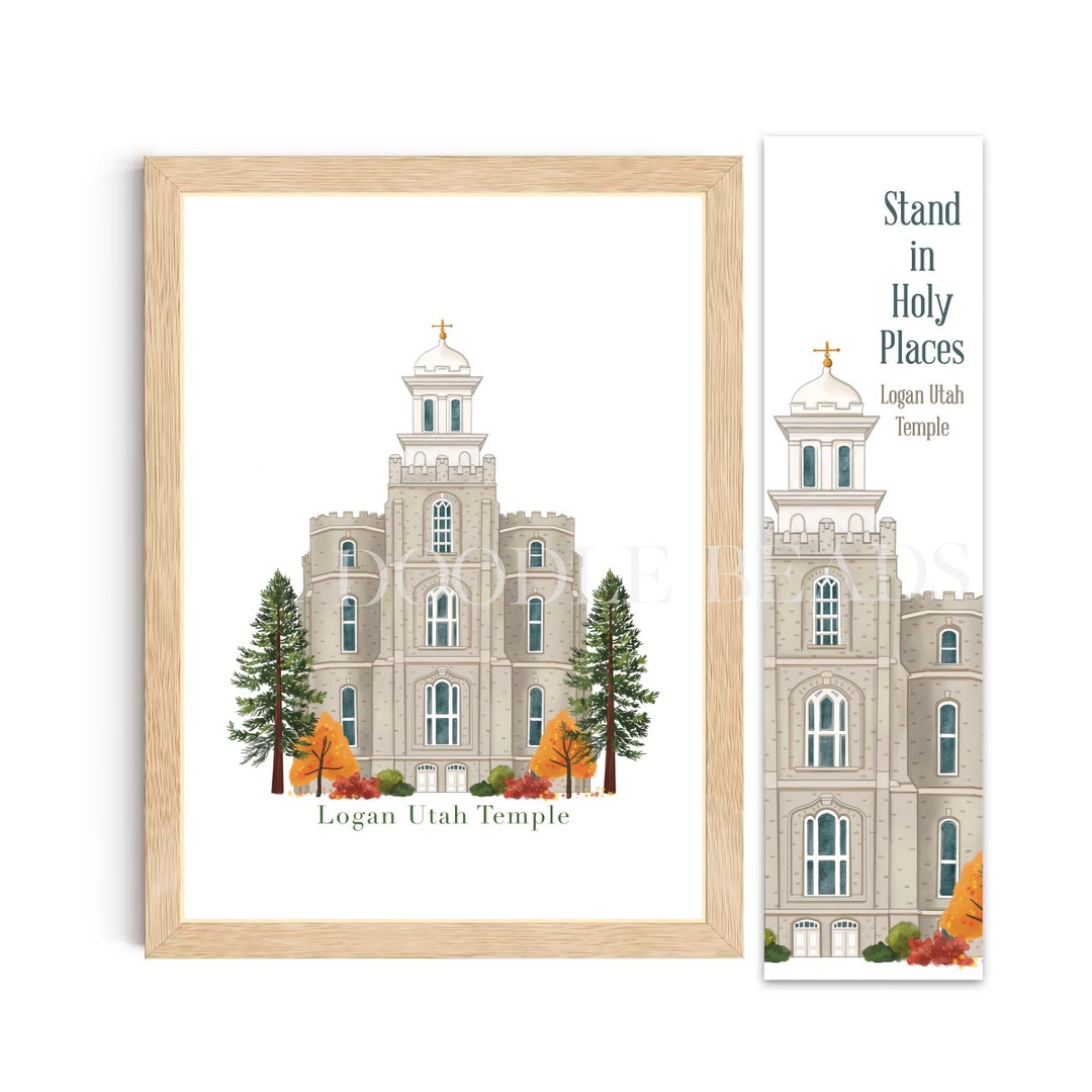 Logan Utah Temple Watercolor Wall Art Prints & Bookmarks, LDS Temple ...