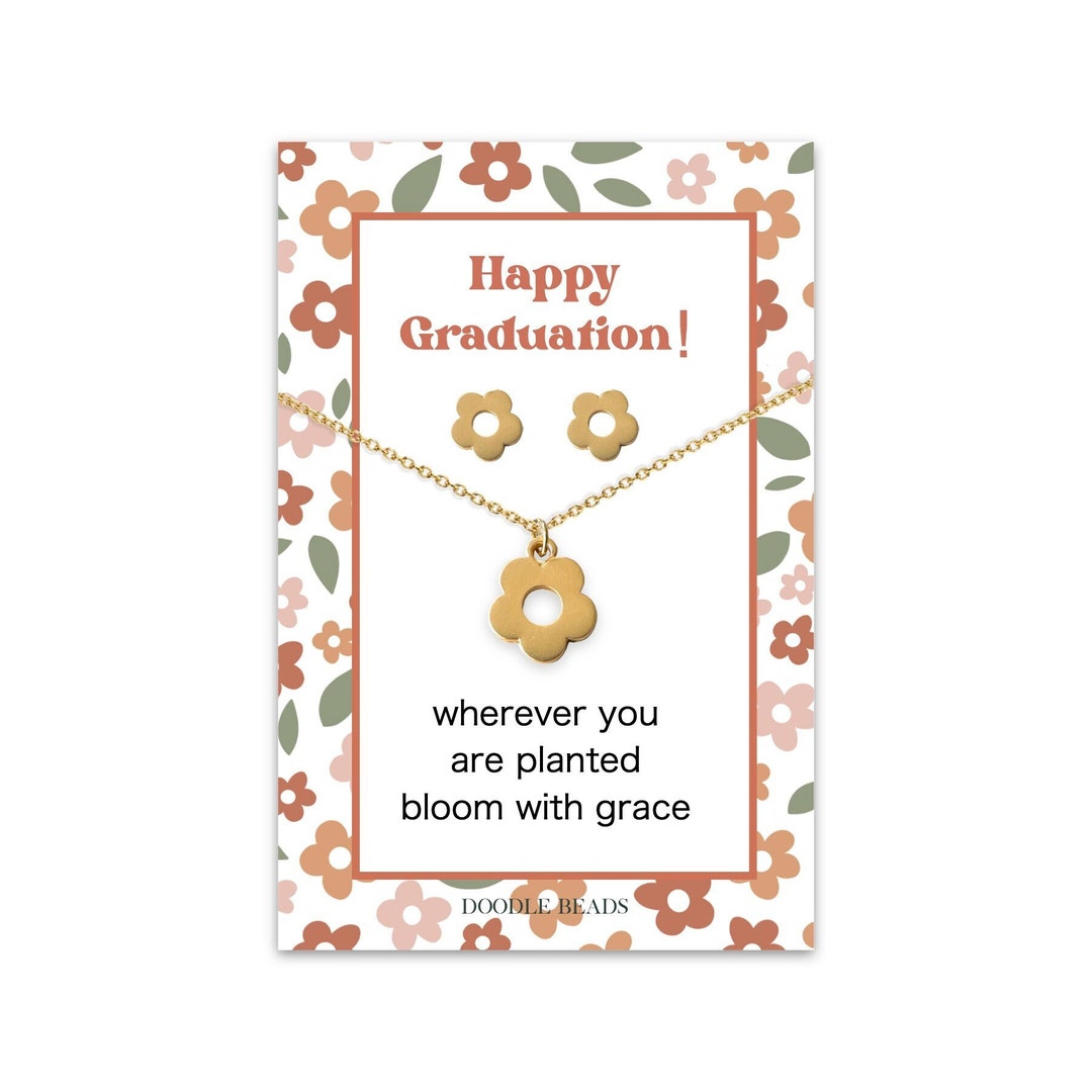 Bloom With Grace Graduation Flower Jewelry Gift Set With Necklace ...