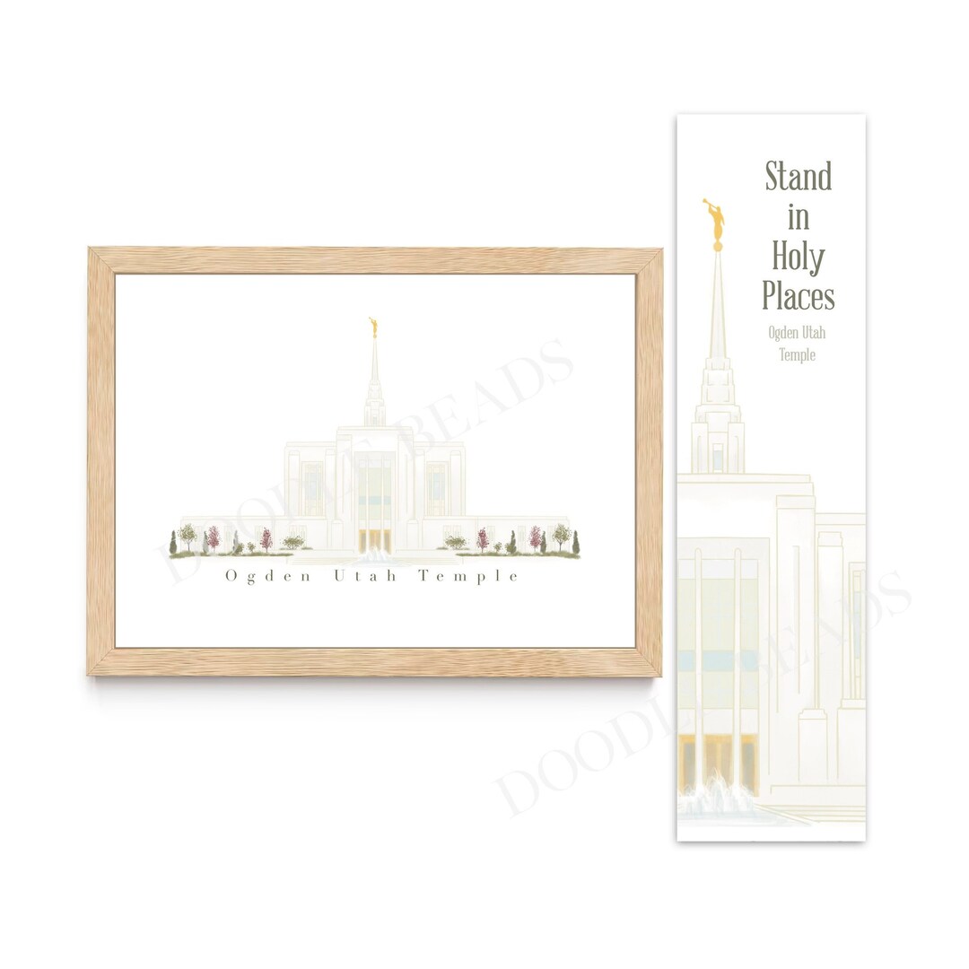 Ogden Utah LDS Temple Watercolor Wall Art Print, 5x7, 8x10 & Bookmarks ...