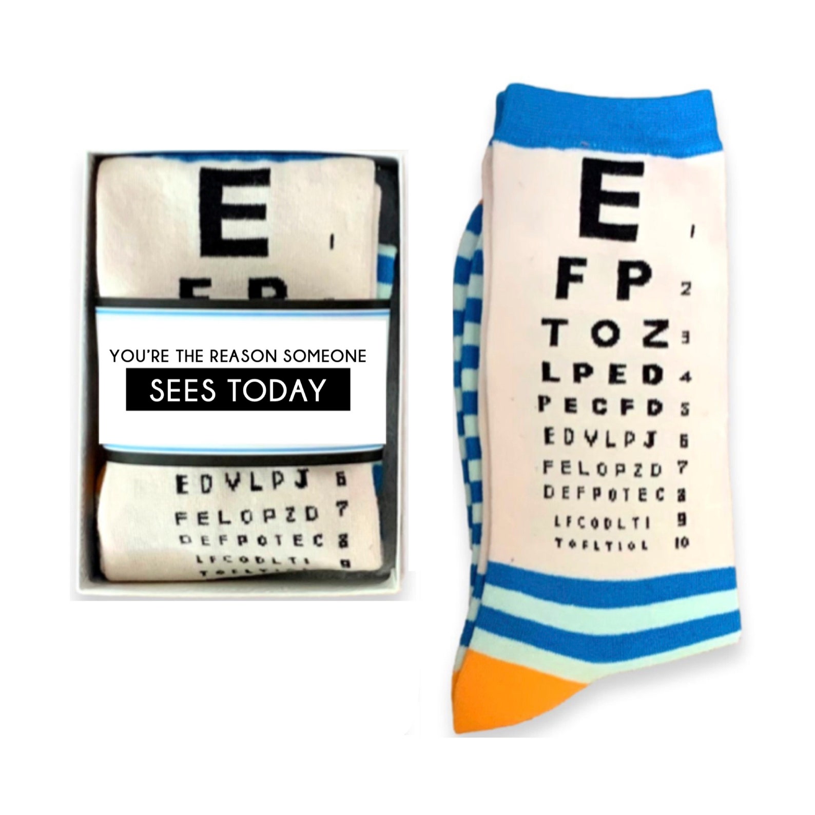 Funny Eye Chart Socks for Women, for Men, Sock Wrap Card, Optometry ...