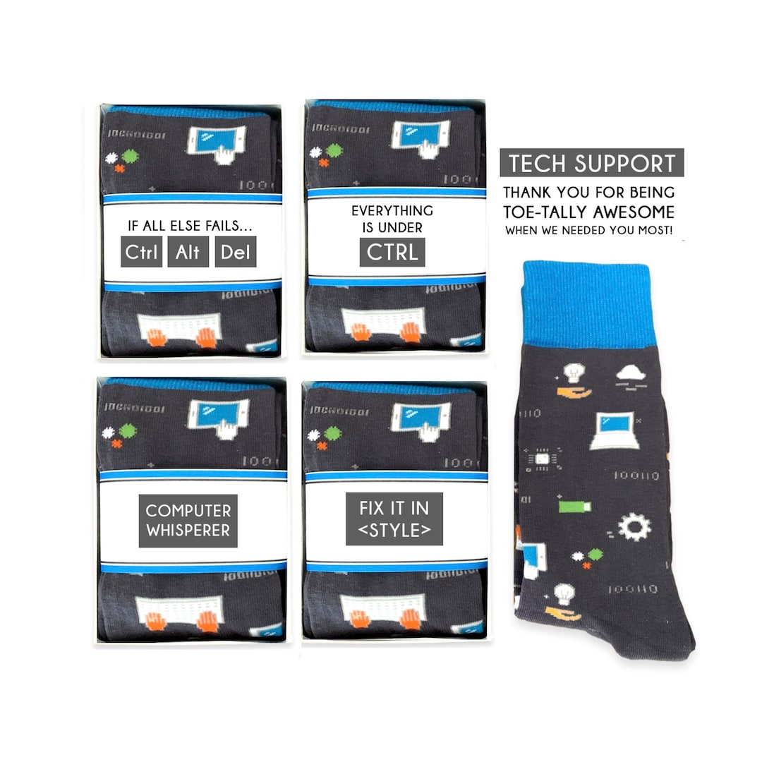 Tech Support Gifts, IT Technician, Funny Computer Tech Socks, Helpdesk ...