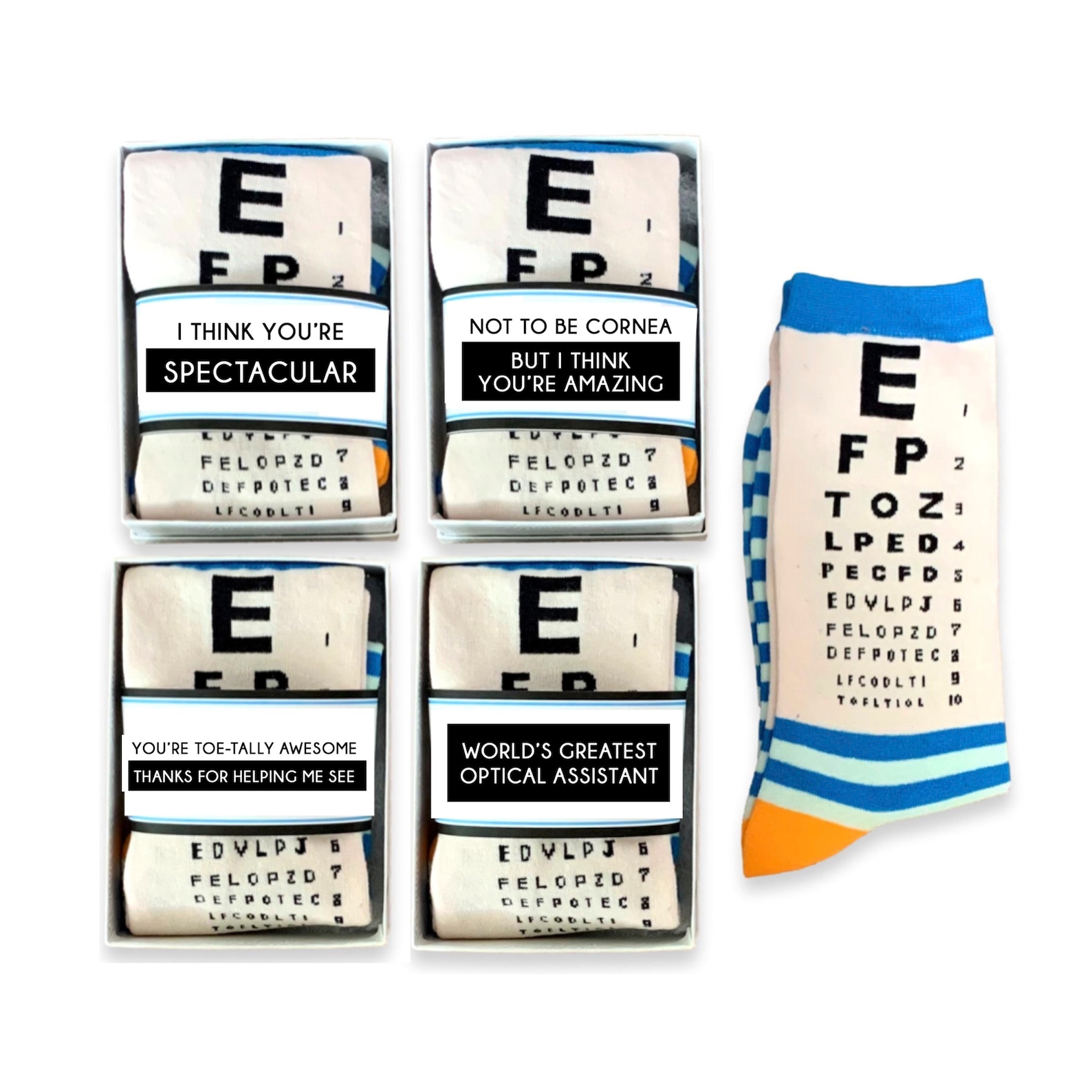 Funny Eye Chart Socks for Women, for Men, Sock Wrap Card, Optometry ...