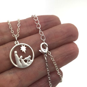 Silver or Gold Nativity Necklace, Bethlehem Star Nativity Scene, Baby ...