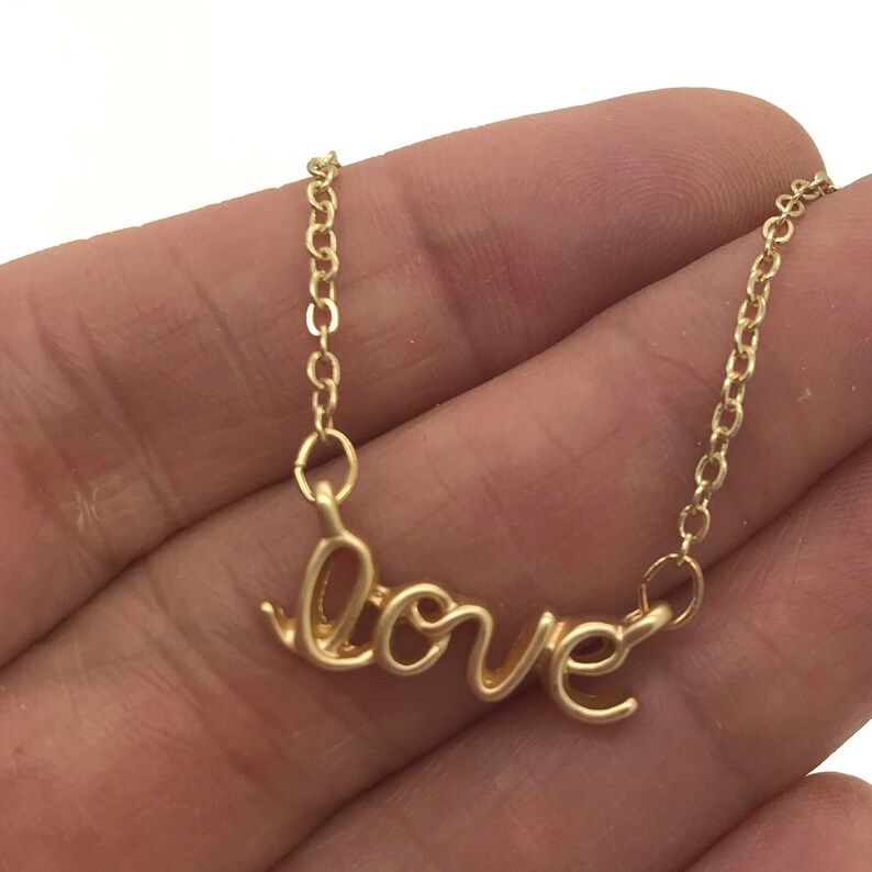 Love Script Necklace With Card Hello I Love You Gold or - Etsy