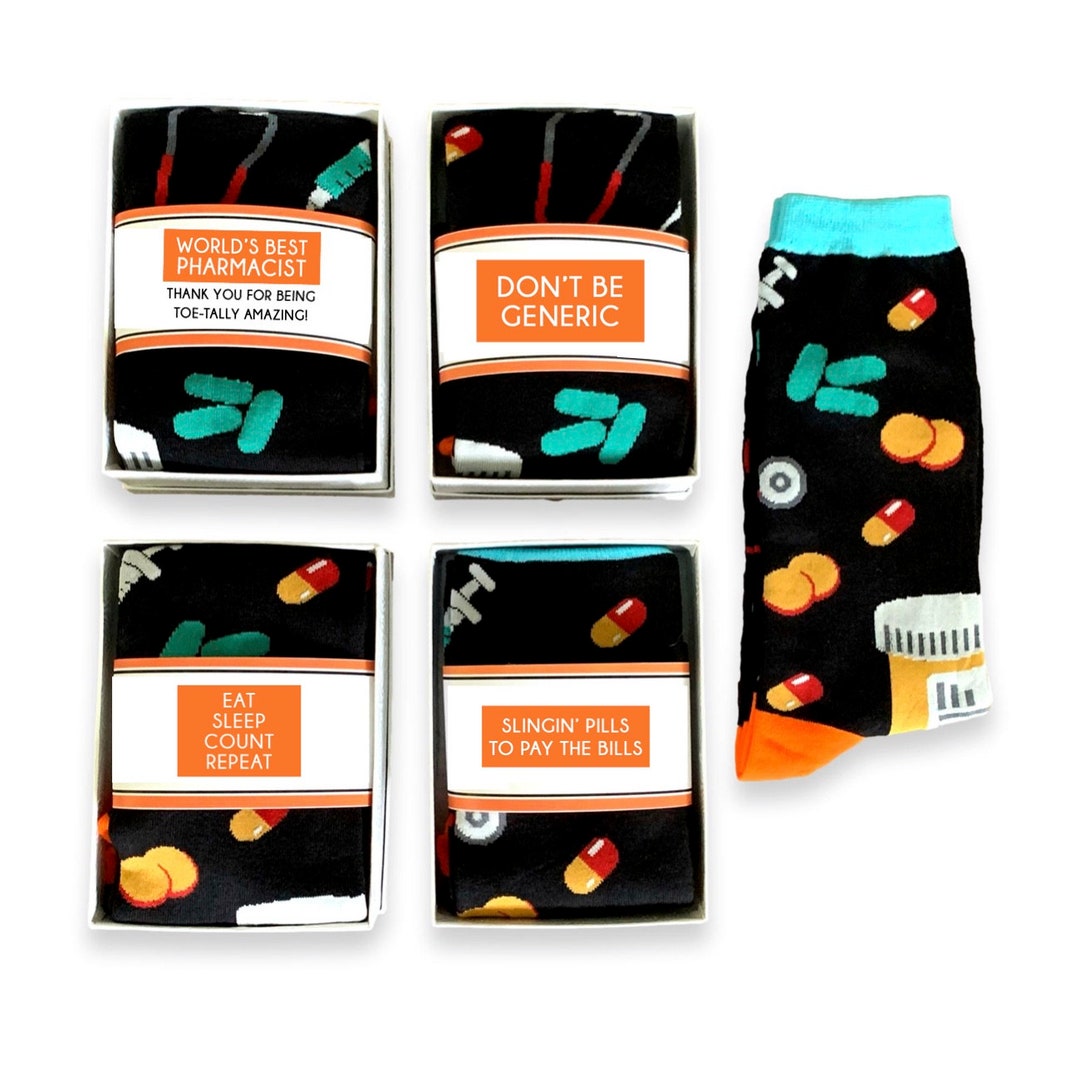 Funny Pharmacy Gifts, Pharmacist Doctor Socks & Sock Wrap Quote Pun ...