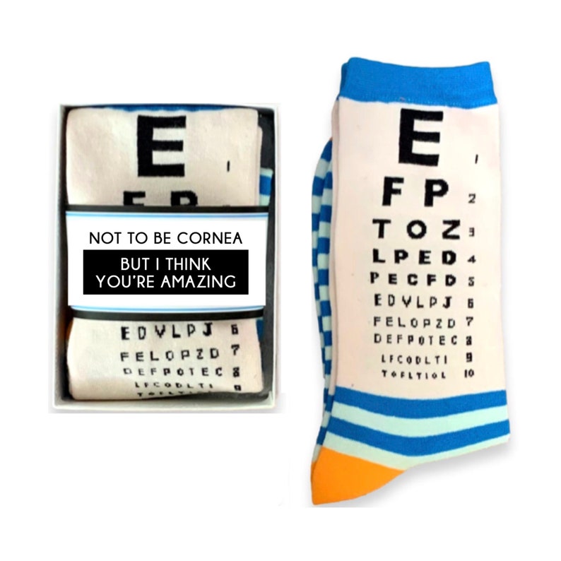 Funny Eye Chart Socks for Women, for Men, Sock Wrap Card, Optometry ...