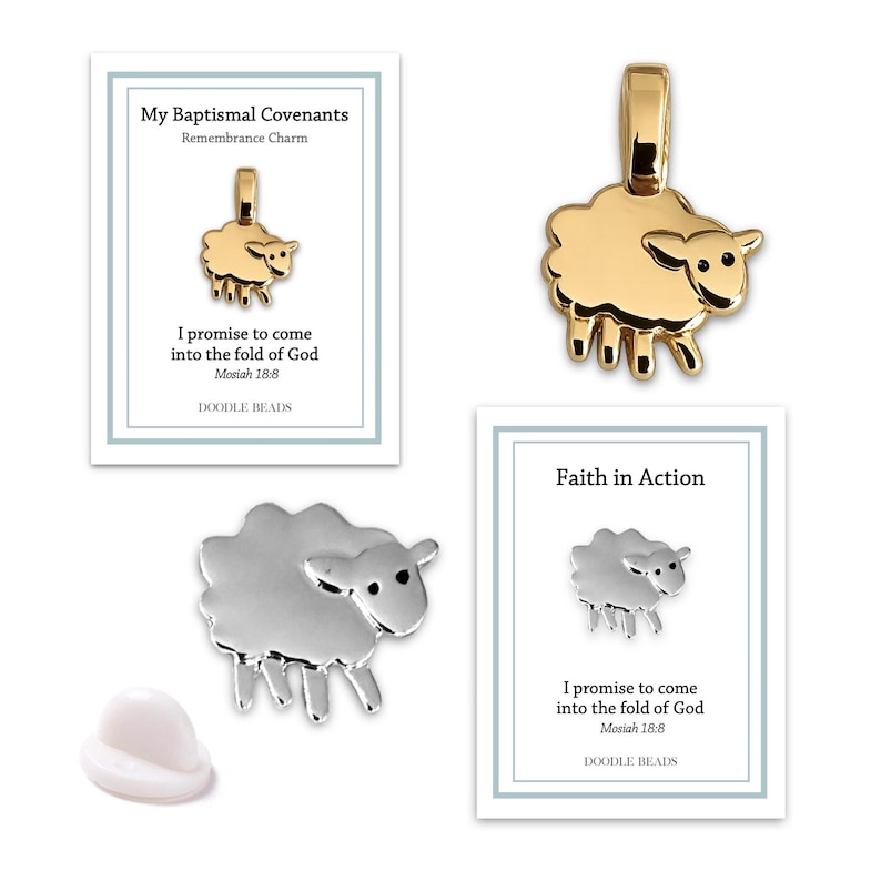 Lamb Charm or Pin, Baptism Confirmation Gift, Mosiah 18, LDS Christian ...
