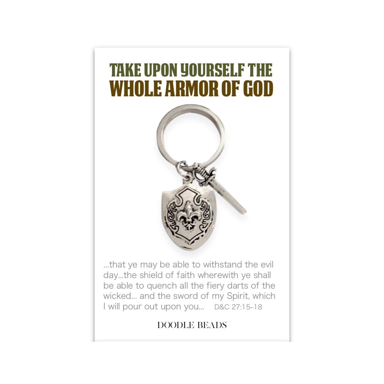 Shield and Sword Key Ring, Armor of God, Shield of Faith, Religious ...