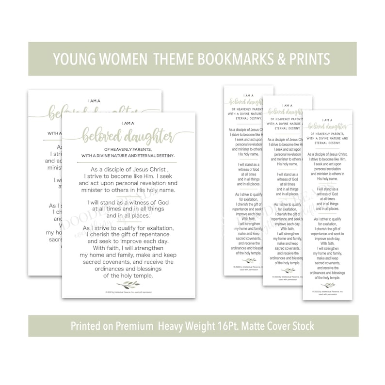 Young Women Theme, Beloved Daughter of God, New YW Theme Prints, LDS ...