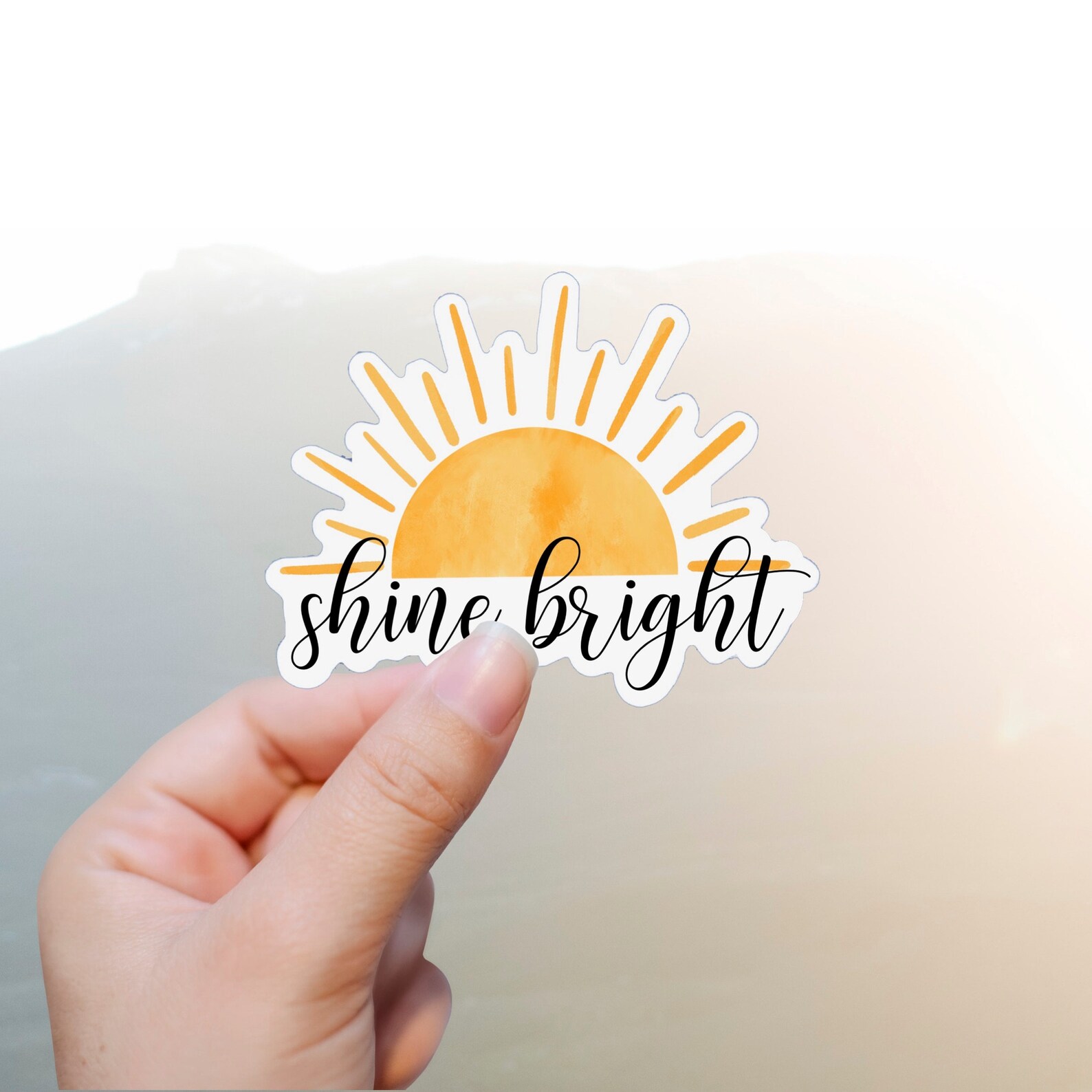 Clear Stickers Quotes, Watercolor Sun Sticker, Decal, Shine Bright ...