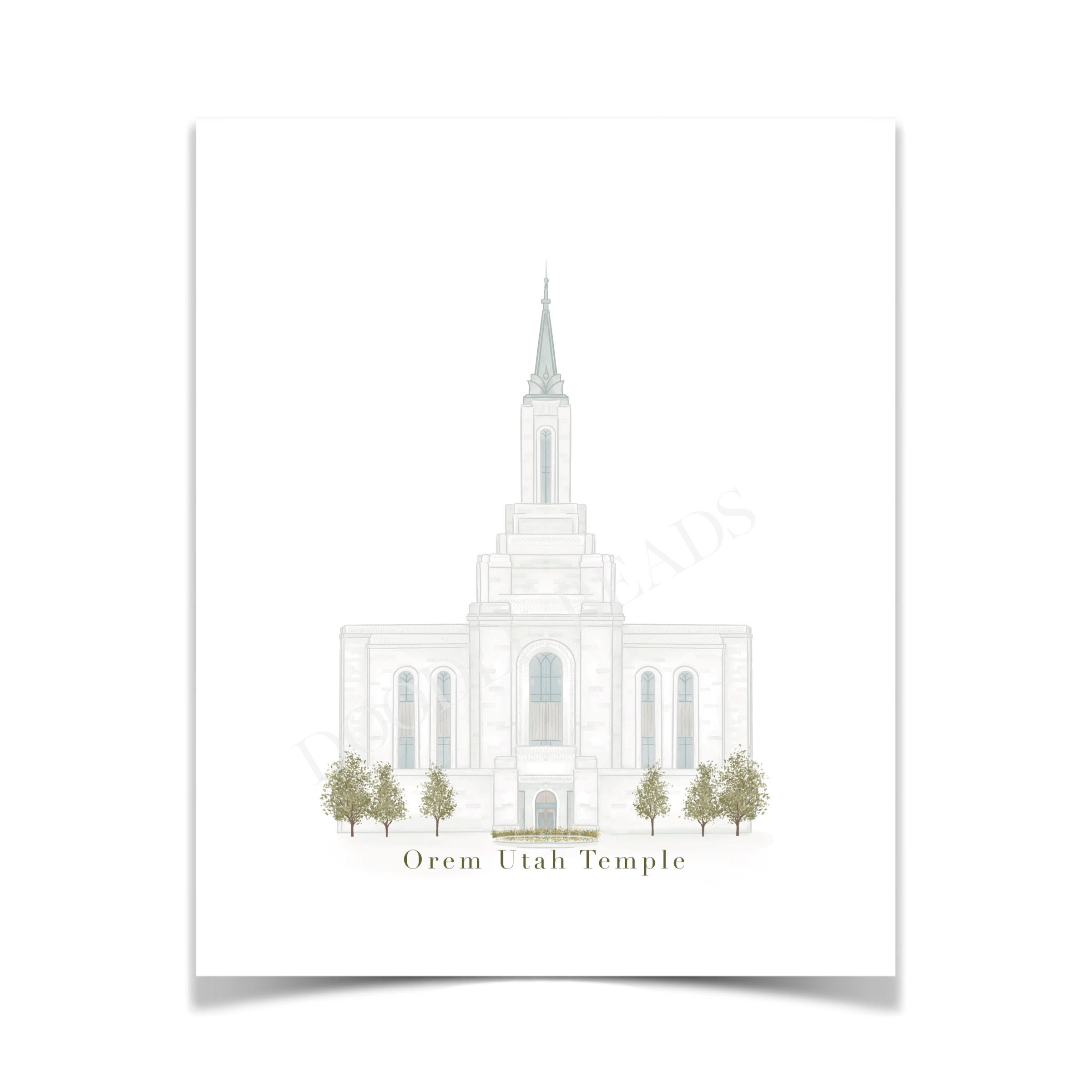Orem Utah Temple Watercolor Wall Art Printable & Bookmark, Digital ...