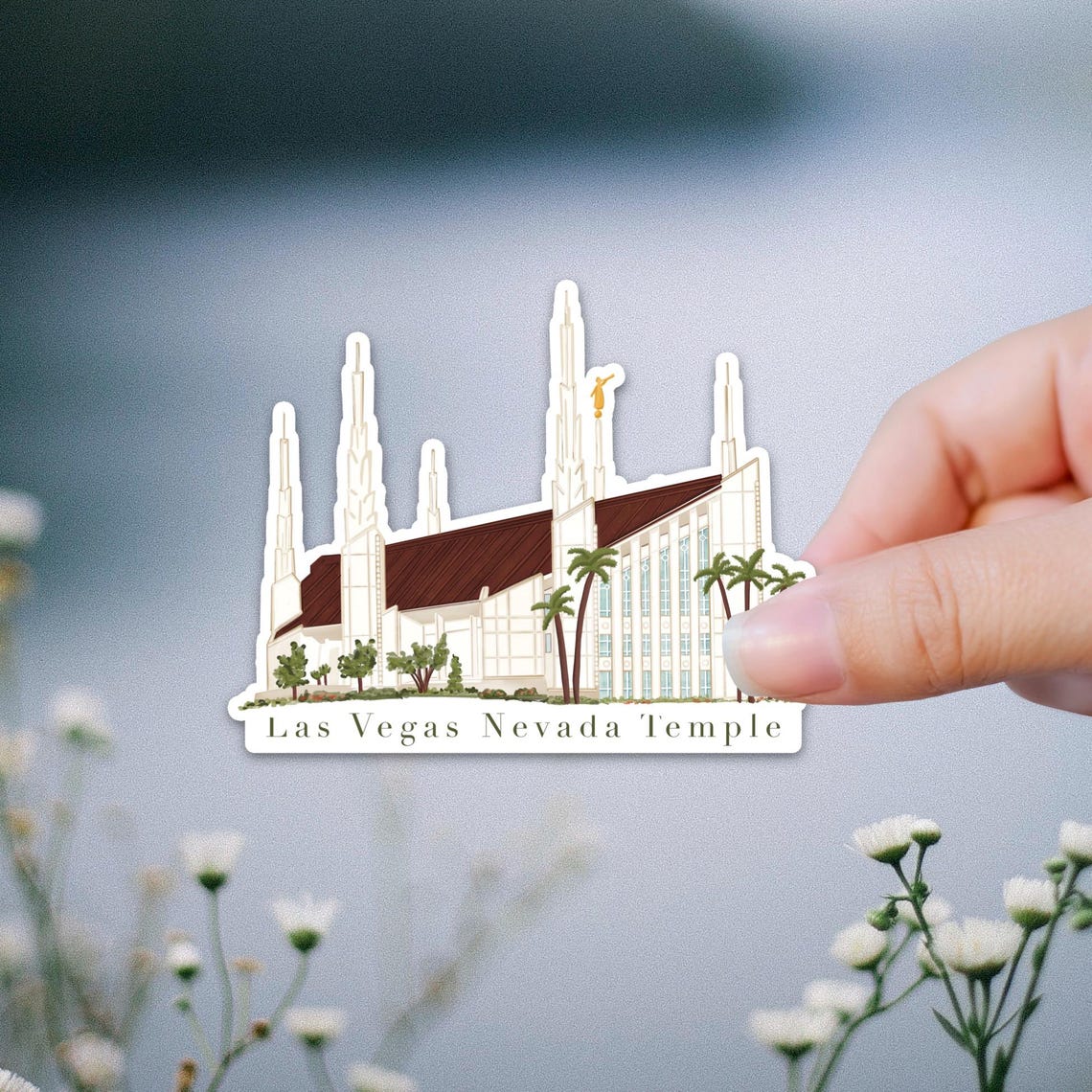 Las Vegas Nevada LDS Temple Sticker, Latter Day Temples Watercolor Art ...